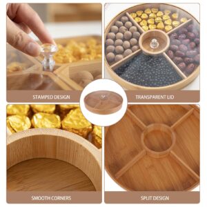 DOITOOL Veggie Tray Vegetable Tray Sectional Snack Serving Tray with Lid Wooden Compartment Nut and Candy Plates Dried Fruit Dishes Containers for Home Appetizer Serving Tray Appetizer Serving Tray