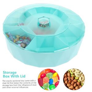 Hemoton Multifunctional Party Snack Tray Round Divided Serving Dishes with Lid for Fruits Nuts Candies Crackers Veggies (Green)