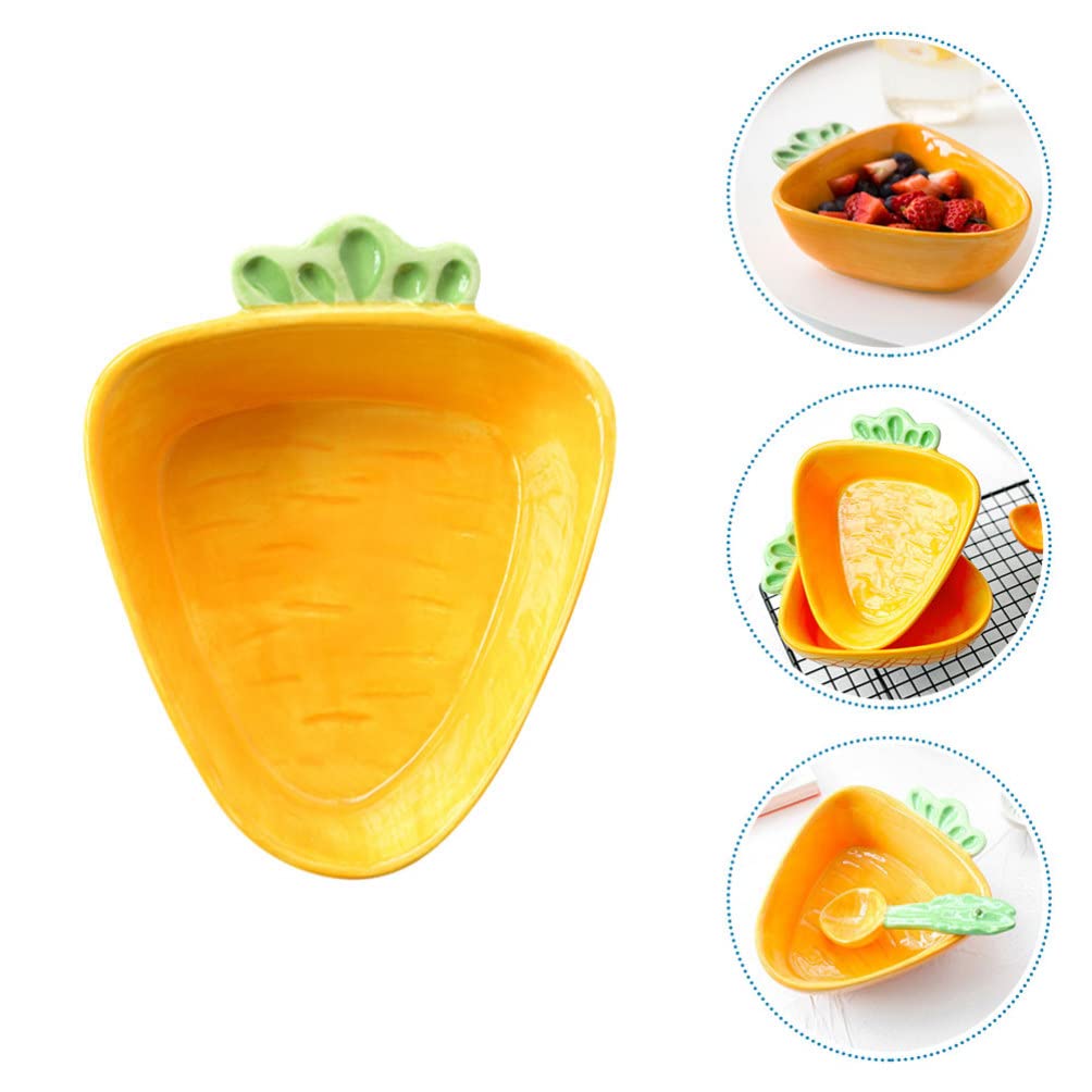 BESTonZON Ceramic Fruit Bowl Carrot Shaped Dessert Bowl Easter Salad Serving Bowl Decorative Bowl Snack Candy Bowl Key Tray Ring Dish Party Treat Container Supply