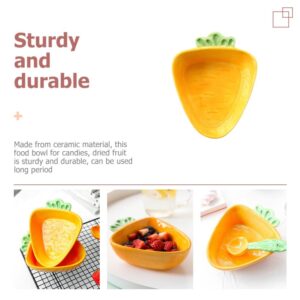 BESTonZON Ceramic Fruit Bowl Carrot Shaped Dessert Bowl Easter Salad Serving Bowl Decorative Bowl Snack Candy Bowl Key Tray Ring Dish Party Treat Container Supply