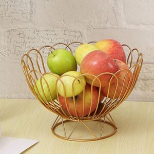 Leefasy Fruit Basket, Fruits Bowls, Serving Bowls Basket Holder for Dining Table, Aureate