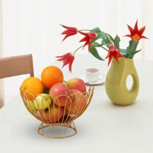 Leefasy Fruit Basket, Fruits Bowls, Serving Bowls Basket Holder for Dining Table, Aureate