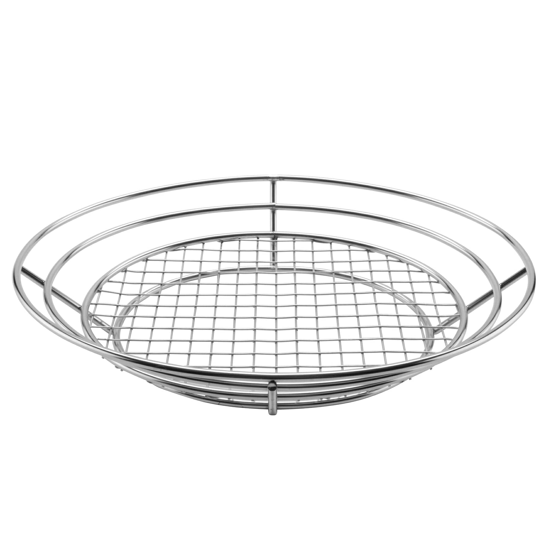 G.E.T. 4-84814 12.5" x 9.25" Stainless Steel Oval Basket with Raised Grid Base, Clipper Mill (Qty,1)