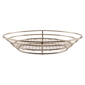 G.E.T. 4-84814 12.5" x 9.25" Stainless Steel Oval Basket with Raised Grid Base, Clipper Mill (Qty,1)