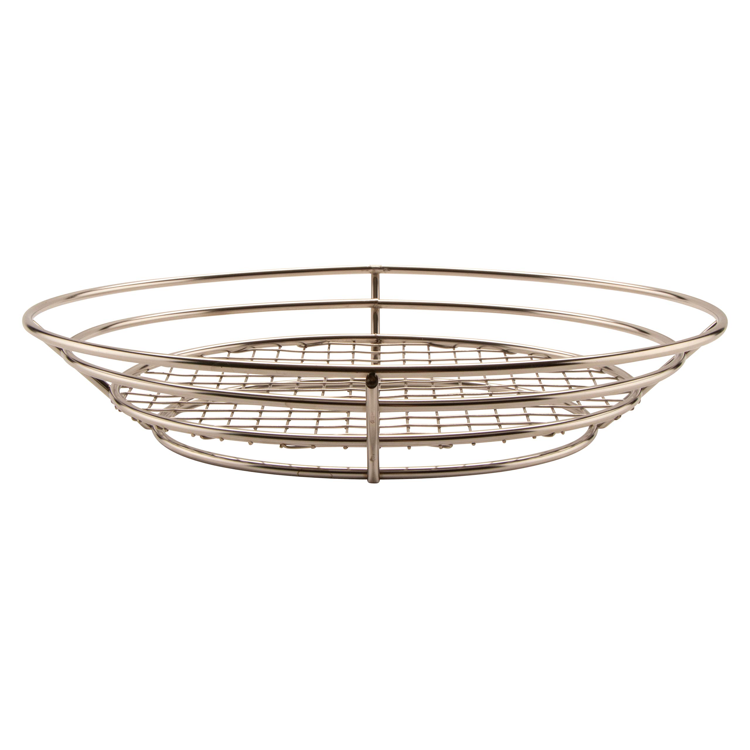 G.E.T. 4-84814 12.5" x 9.25" Stainless Steel Oval Basket with Raised Grid Base, Clipper Mill (Qty,1)