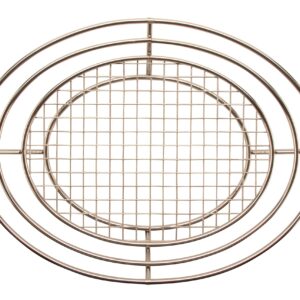 G.E.T. 4-84814 12.5" x 9.25" Stainless Steel Oval Basket with Raised Grid Base, Clipper Mill (Qty,1)