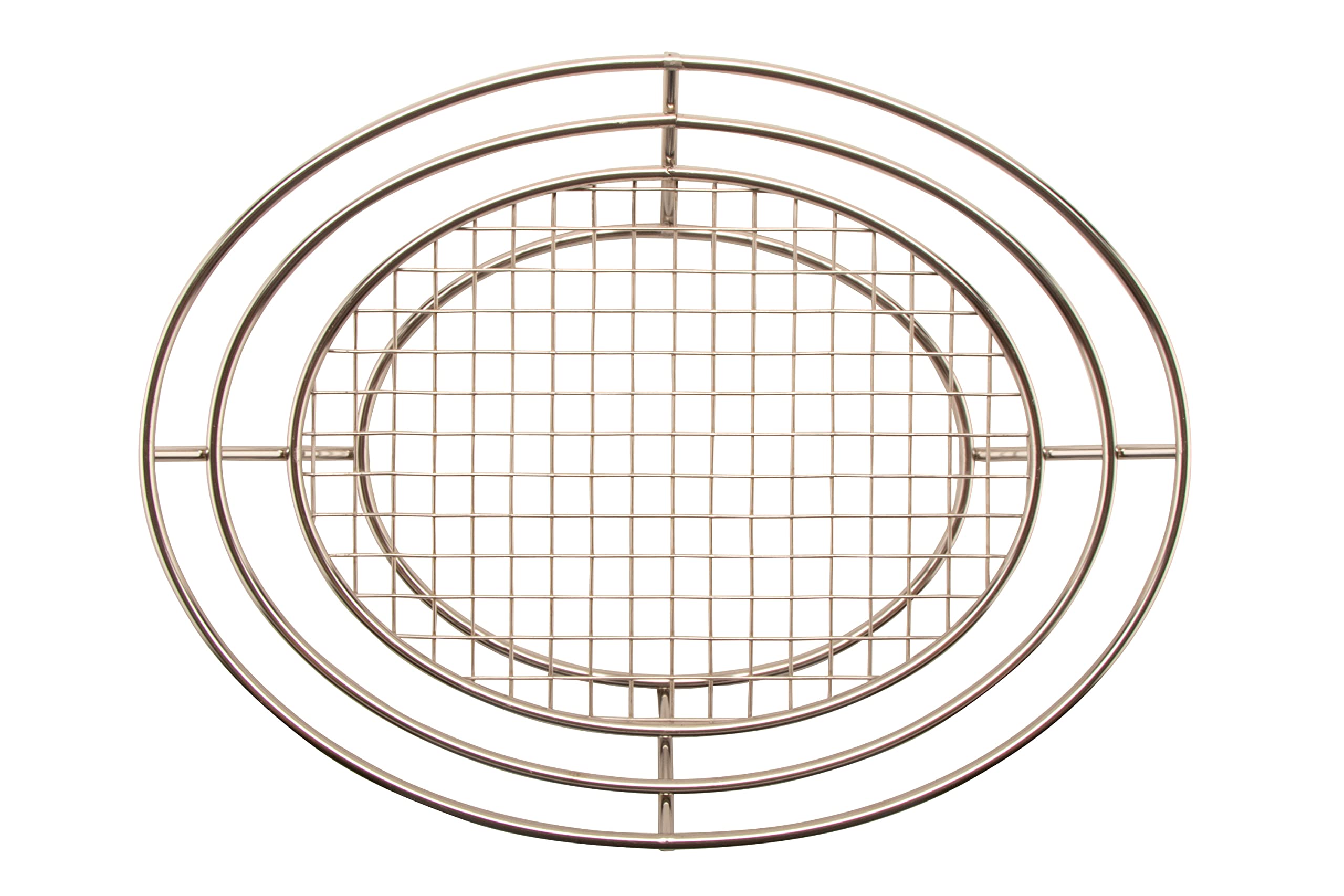 G.E.T. 4-84814 12.5" x 9.25" Stainless Steel Oval Basket with Raised Grid Base, Clipper Mill (Qty,1)