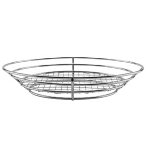 G.E.T. 4-84814 12.5" x 9.25" Stainless Steel Oval Basket with Raised Grid Base, Clipper Mill (Qty,1)