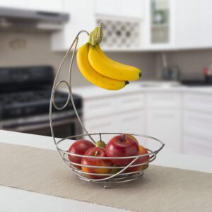 Home Basics Satin Nickel Fruit Bowl with Banana Tree