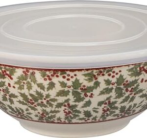 Primitives by Kathy Lidded Bowls - Set of 3 Nesting bamboo bowls with vintage-inspired Christmas designs. Each bowl has it's own lid.