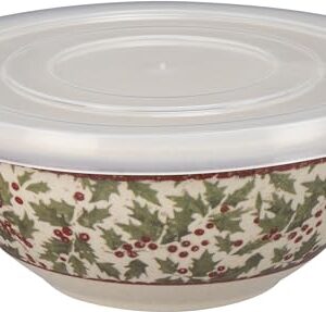 Primitives by Kathy Lidded Bowls - Set of 3 Nesting bamboo bowls with vintage-inspired Christmas designs. Each bowl has it's own lid.