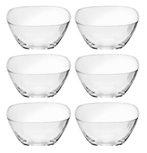 barski - european glass - small fruit/nut/dessert bowl - 5.5" square - set of 6 - made in europe