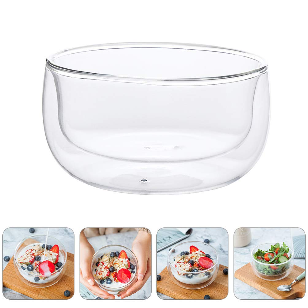 1pc Glass Bowl Glass Serving Bowl Coffee Glasses Insulated Coffee Cup Glass Soup Bowls Prepping Bowls Glass Appetizer Serving Tray Cereal Bowls Rice Bowl Food Round Dinner Party