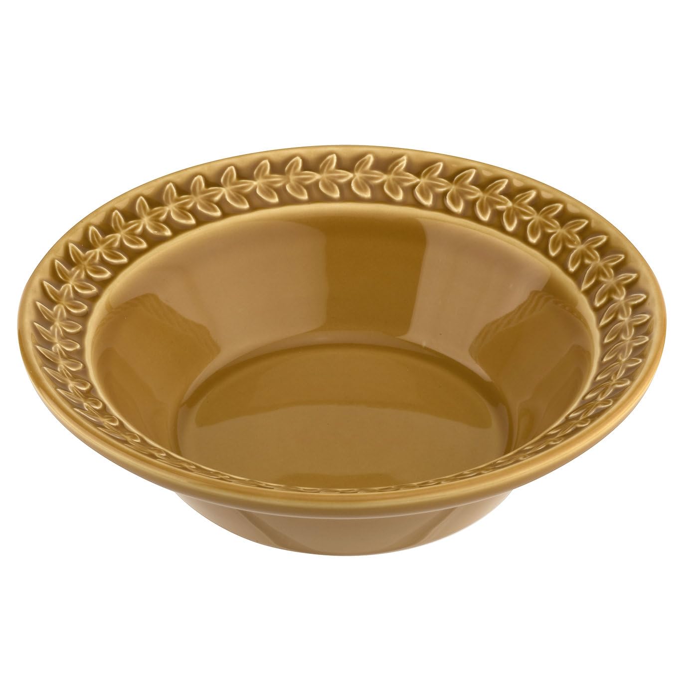 Portmeirion Botanic Garden Harmony Amber Cereal Bowl | 6 Inch Embossed Bowl for Cereal, Oatmeal, Fruit and Ice cream | Dishwasher, Microwave, and Oven Safe | Made in England