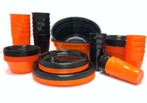 mintra home snack bowls party set (black & orange 76pc)