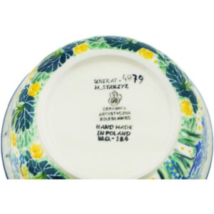 Polish Pottery 6¼-inch Bowl made by Ceramika Artystyczna (Peaceful Garden Theme) Signature UNIKAT + Certificate of Authenticity