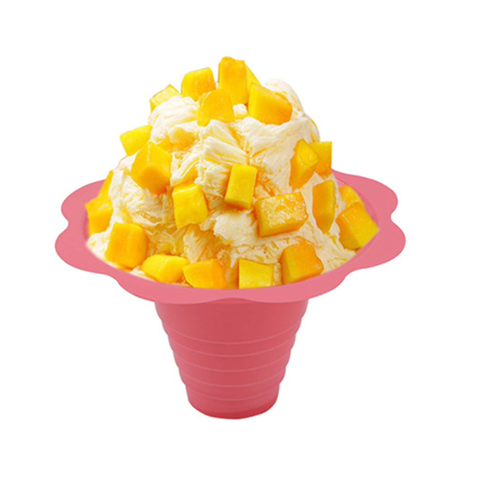 Qixivcom 60 Pack Disposable Ice Cream Cup 4oz Cone Cup Pink Flower Shaved Smoothie Ice Bowl Flower Drip Cup Small Bowl Perfect for Cold Drink Cups for Ice Cream, Shaved Ice, Fruit Smoothie