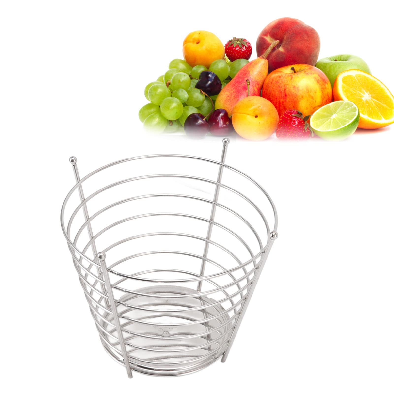 Fruit Bowl, Kitchen Basket, Fruit Basket Stainless Steel Round 4 Legged Snack Fruit Table Basket for Home Organizing Storage