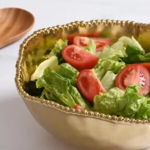 Pampa Bay Titanium-Plated Porcelain Large Salad Bowl, 10.5 Inch, Matte Gold Tone, Oven, Freezer, Dishwasher Safe, MCA1721