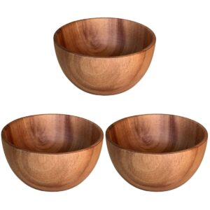 stobaza sushi rice bowl 3 pcs wood bowl, wooden salads fruits bowl serving bowl for fruits or salads, soup bowl for home and restaurants, 11x11x6cm rice bowls japanese