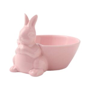 doitool easter bunny candy dish ceramic easter candy bowl snack serving bowl fruit salad dessert bowl easter bunny home decoration (random color)