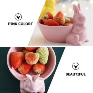 DOITOOL Easter Bunny Candy Dish Ceramic Easter Candy Bowl Snack Serving Bowl Fruit Salad Dessert Bowl Easter Bunny Home Decoration (Random Color)