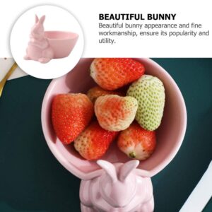 DOITOOL Easter Bunny Candy Dish Ceramic Easter Candy Bowl Snack Serving Bowl Fruit Salad Dessert Bowl Easter Bunny Home Decoration (Random Color)