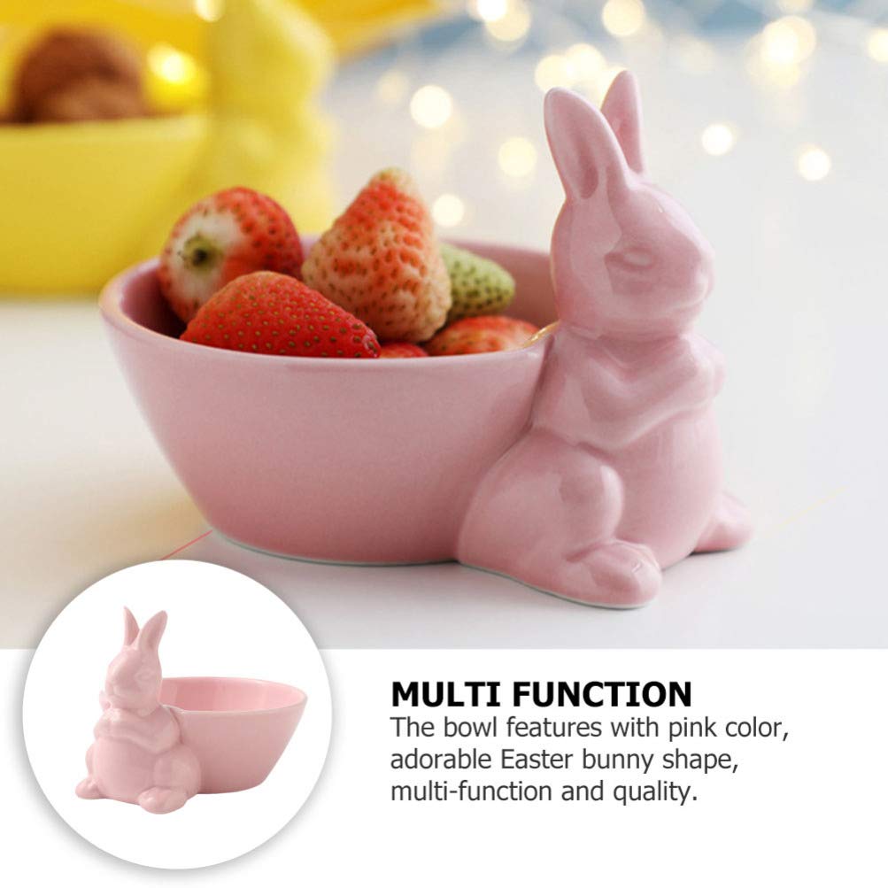 DOITOOL Easter Bunny Candy Dish Ceramic Easter Candy Bowl Snack Serving Bowl Fruit Salad Dessert Bowl Easter Bunny Home Decoration (Random Color)