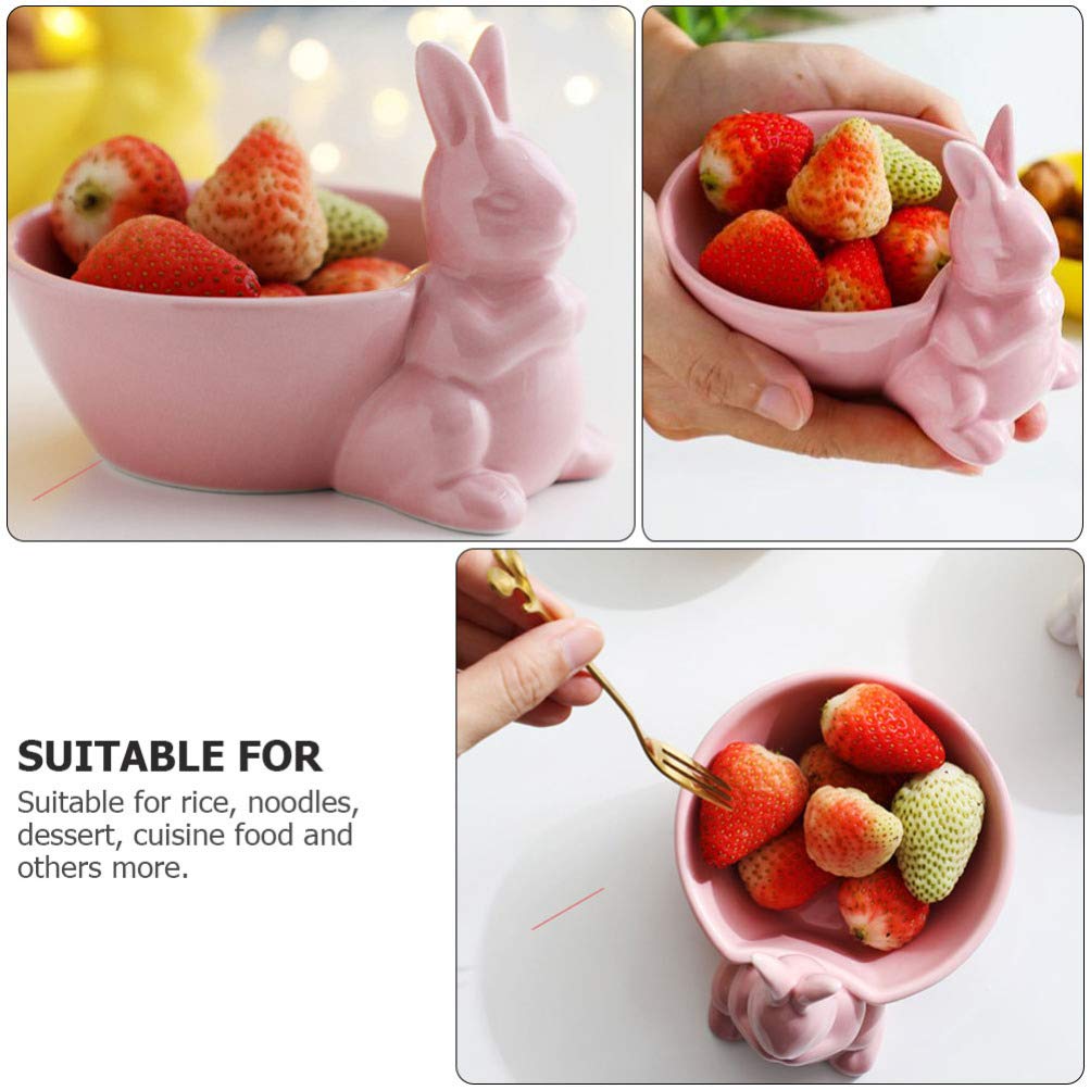 DOITOOL Easter Bunny Candy Dish Ceramic Easter Candy Bowl Snack Serving Bowl Fruit Salad Dessert Bowl Easter Bunny Home Decoration (Random Color)