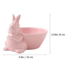 DOITOOL Easter Bunny Candy Dish Ceramic Easter Candy Bowl Snack Serving Bowl Fruit Salad Dessert Bowl Easter Bunny Home Decoration (Random Color)