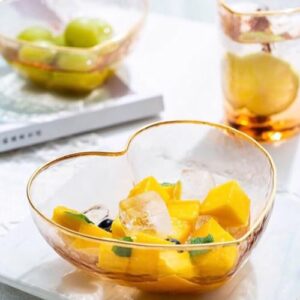 Luxshiny Salad Dishes 2pcs Glass Cereal Bowls Dessert Bowl Mini Prep Bowls Heart Shape Food Serving Bowl For Home Restaurant Salad Plate