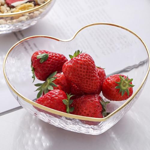 Luxshiny Salad Dishes 2pcs Glass Cereal Bowls Dessert Bowl Mini Prep Bowls Heart Shape Food Serving Bowl For Home Restaurant Salad Plate