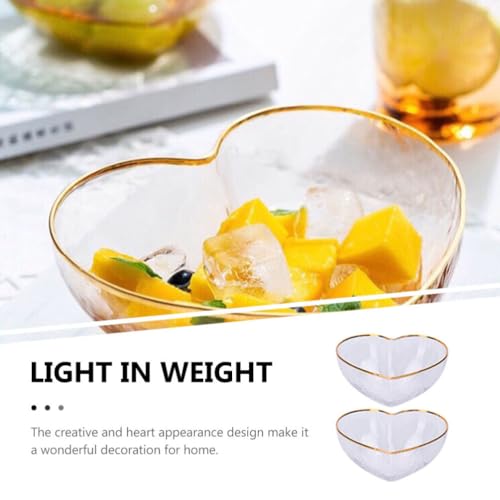 Luxshiny Salad Dishes 2pcs Glass Cereal Bowls Dessert Bowl Mini Prep Bowls Heart Shape Food Serving Bowl For Home Restaurant Salad Plate