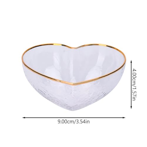 Luxshiny Salad Dishes 2pcs Glass Cereal Bowls Dessert Bowl Mini Prep Bowls Heart Shape Food Serving Bowl For Home Restaurant Salad Plate