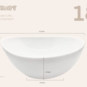 Furmaware Porcelain Bowl Set Sized Perfectly for Cereal, Salads, Ice Cream, Soup, Pasta, Rice and Dessert. Versatile Bowls That Are Chip Resistant, Microwave and Dishwasher Safe - 18 oz - Set or 6