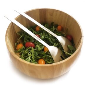 jean-patrique large salad bowl set, large wooden salad bowls with serving utensils, wooden mixing bowl perfect for salads, fruits, pasta from