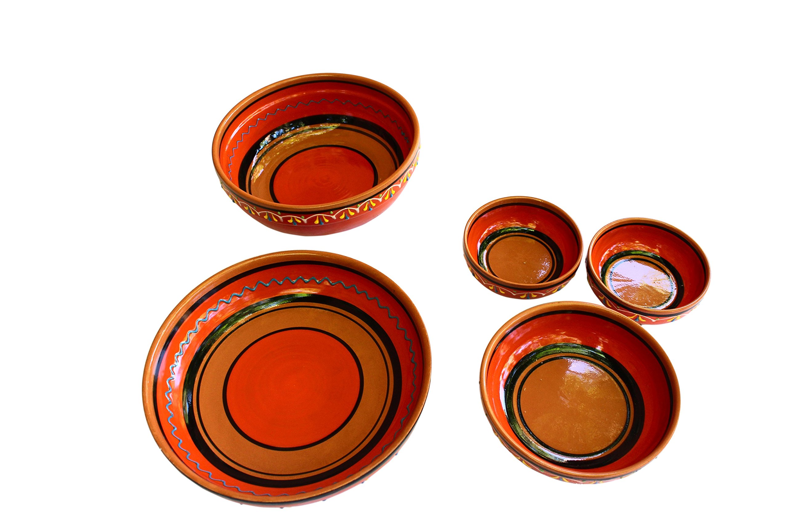 Canyon Cactus Ceramics Spanish Terracotta Set Of 3 Small Dipping Bowls, Orange