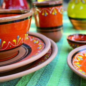 Canyon Cactus Ceramics Spanish Terracotta Set Of 3 Small Dipping Bowls, Orange