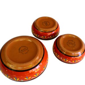 Canyon Cactus Ceramics Spanish Terracotta Set Of 3 Small Dipping Bowls, Orange