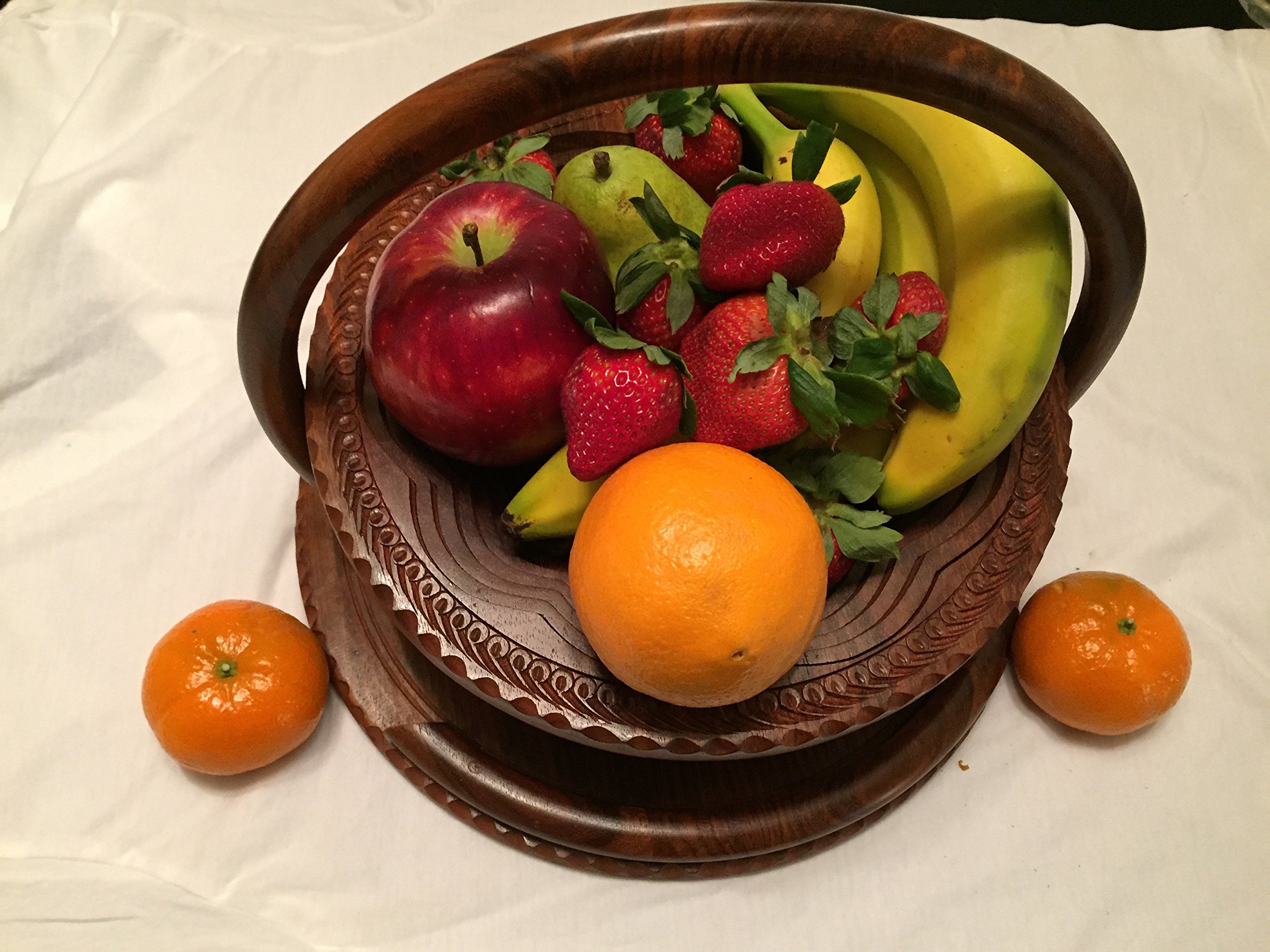 Special DAY Wedding LOVE Gift Wooden Collapsible Fruit Basket (12"x12"x12") Elegant Wooden Foldable Fruit Basket Circular Hand Crafted Valentine Day Gift