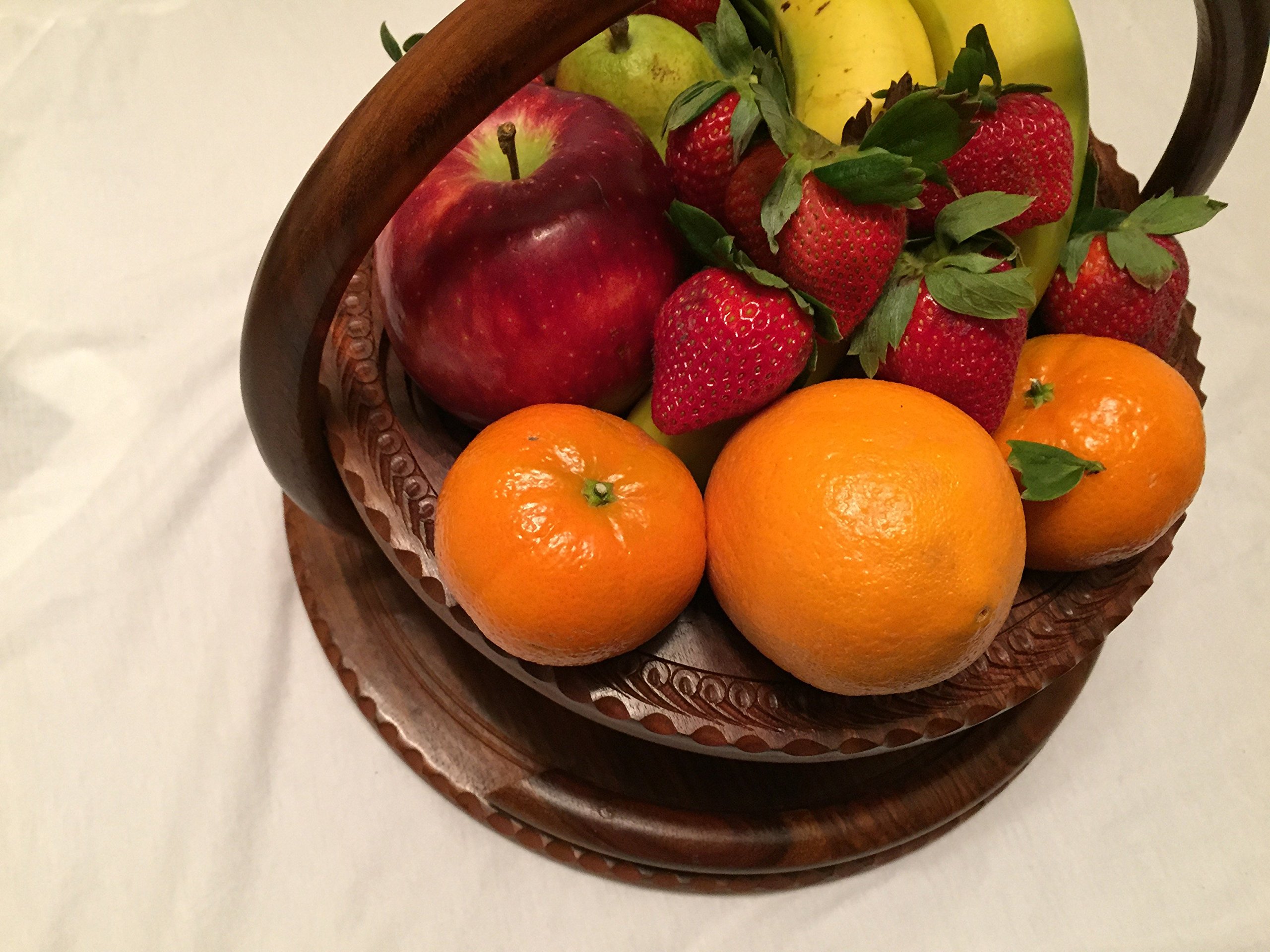 Special DAY Wedding LOVE Gift Wooden Collapsible Fruit Basket (12"x12"x12") Elegant Wooden Foldable Fruit Basket Circular Hand Crafted Valentine Day Gift