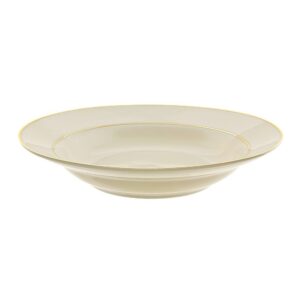 10 strawberry street cream double gold line 9"/10 oz rim soup bowl, set of 6, cream/gold