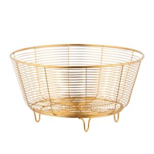 hemoton iron fruit bowl fruit dish basket metal wire vegetable bowl mesh countertop fruit holder bowl for kitchen counter modern gold