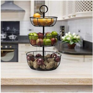 Snack Dip Bowls Dishware Multi-Layer Black Wrought Iron Fruit Basket,Two-Layer Three-Layer Circular Storage Rack Fruit and Vegetable Dried Fruit Basket for Kitchen Restaurant Gifts