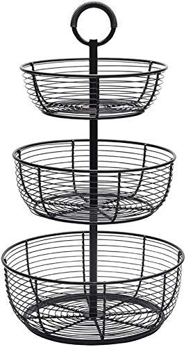 Snack Dip Bowls Dishware Multi-Layer Black Wrought Iron Fruit Basket,Two-Layer Three-Layer Circular Storage Rack Fruit and Vegetable Dried Fruit Basket for Kitchen Restaurant Gifts