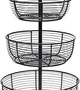 Snack Dip Bowls Dishware Multi-Layer Black Wrought Iron Fruit Basket,Two-Layer Three-Layer Circular Storage Rack Fruit and Vegetable Dried Fruit Basket for Kitchen Restaurant Gifts