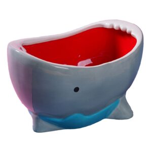 3d shark bowl ceramic, cartoon snack tray, hand made artwork displaying, healthy color glaze, 1200ml large capacity, gift home decoration