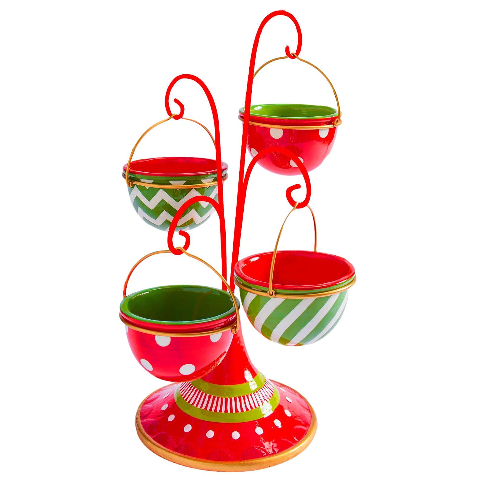 Rhinoon 2021 New Christmas Tree Snack Rack, Christmas Dessert Bread Candy Bowl Display, Snack Rack with 4 Bowls, Snack Serving Stand for Party, Holiday and Birthday Decoration