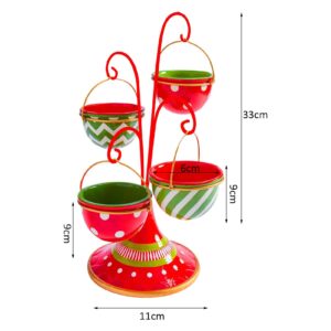 Rhinoon 2021 New Christmas Tree Snack Rack, Christmas Dessert Bread Candy Bowl Display, Snack Rack with 4 Bowls, Snack Serving Stand for Party, Holiday and Birthday Decoration