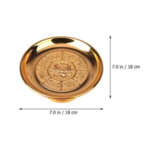 Cabilock Buddhist Plate Offering Bowl Footed Food Dessert Snack Blessing Bowl for Altar Rituals Incense Smudging Decoration Golden 7Inch